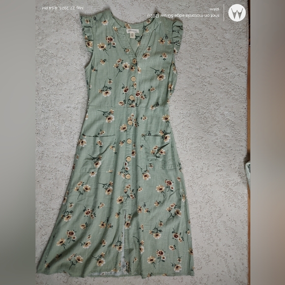 Monteau | Dresses | Monteau Green Sleeveless Sundress With Flutter ...
